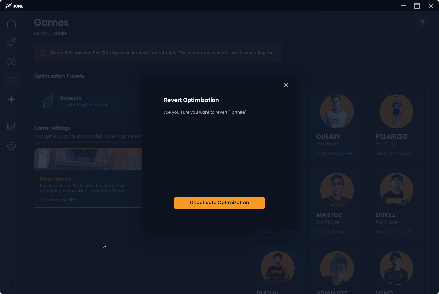 Revert Game Settings Changes – Hone